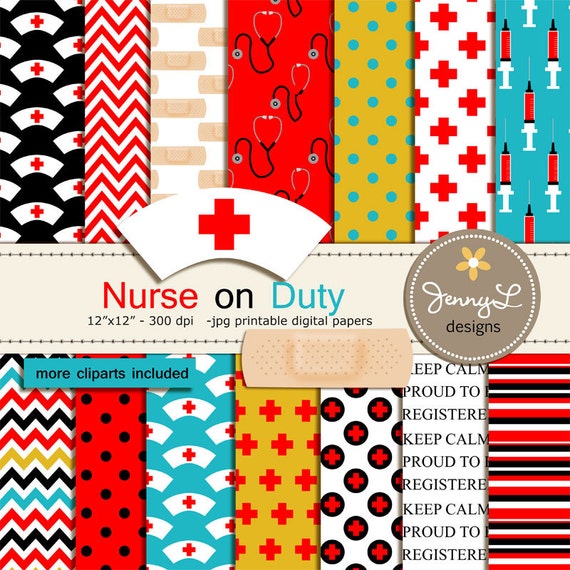 Nurse Digital Paper and Clipart, Medical, Syringe, Blood, Medicine ...