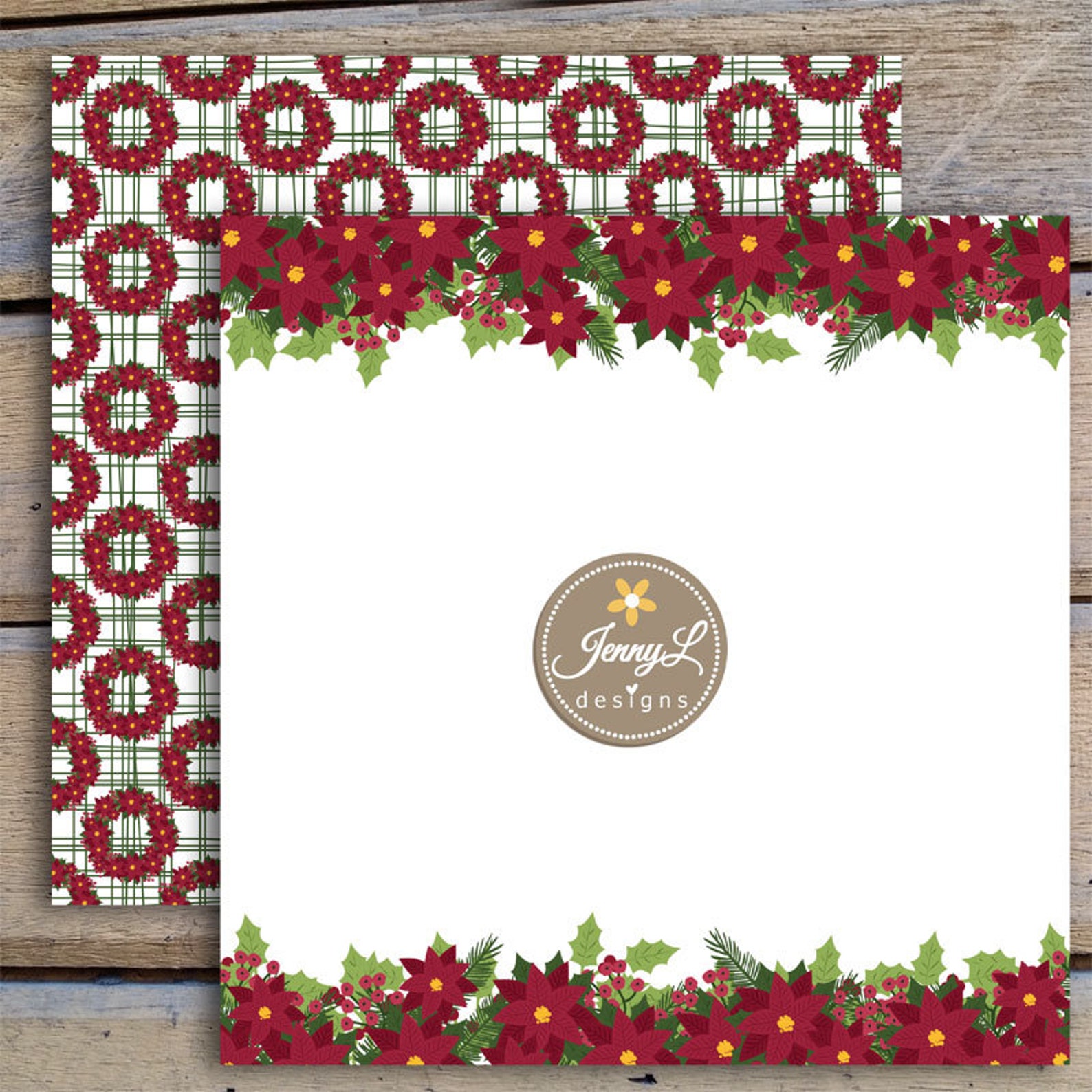 Christmas Floral Digital Paper Poinsettia Flower Paper - Etsy