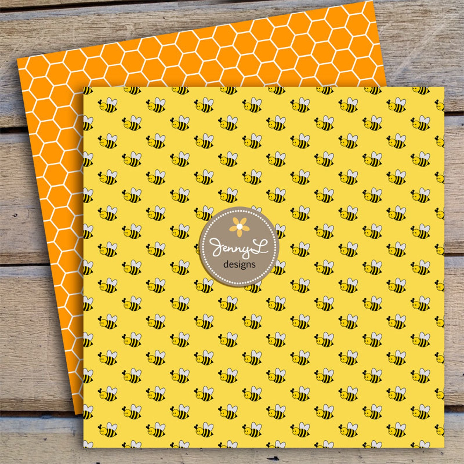 Bee Digital Papers and Clipart SET Bumble Bees Honeycomb - Etsy