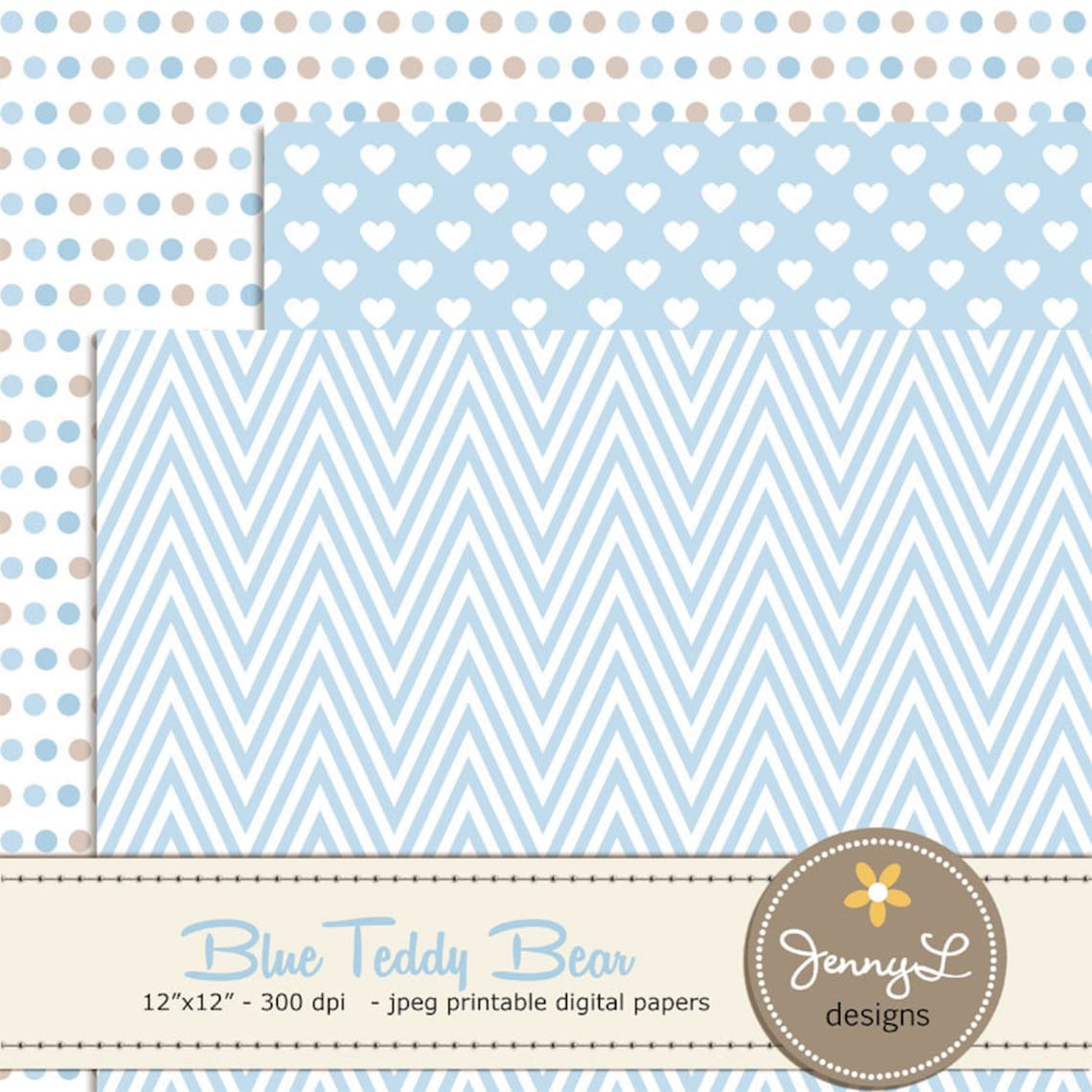 Blue Teddy Bear Digital Papers Teddy Bear Clipart Baby - Etsy