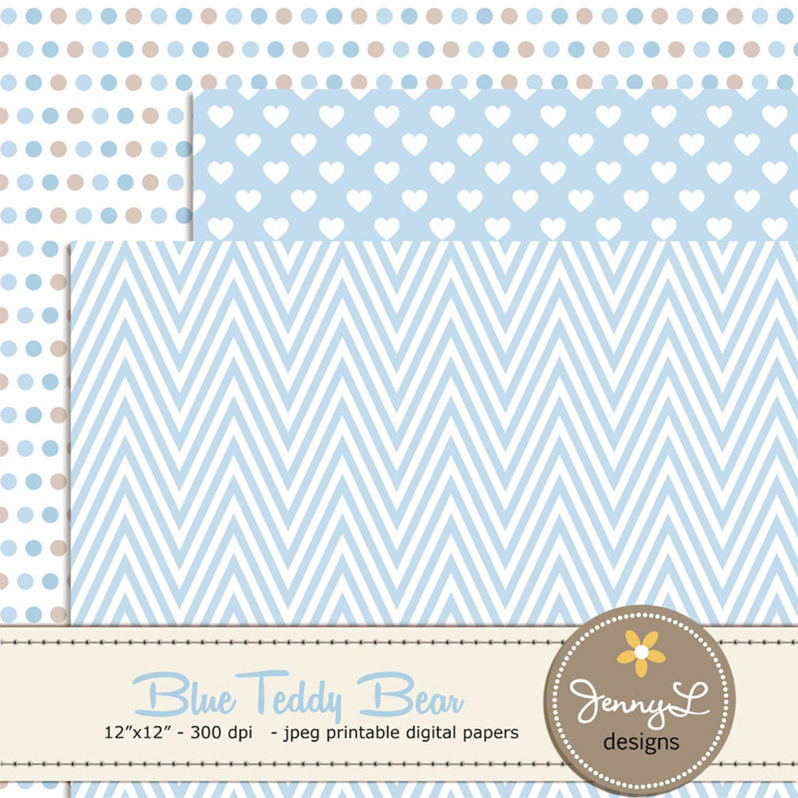 Blue Teddy Bear Digital Papers Teddy Bear Clipart Baby - Etsy
