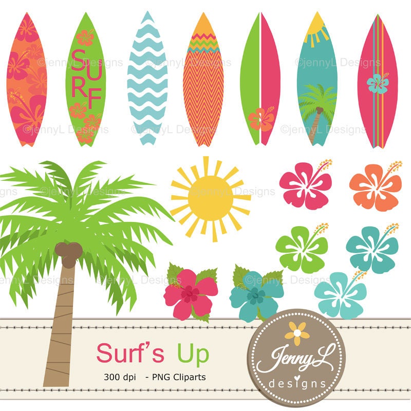 Surfing Digital Papers and Clipart SET Surfing Board | Etsy
