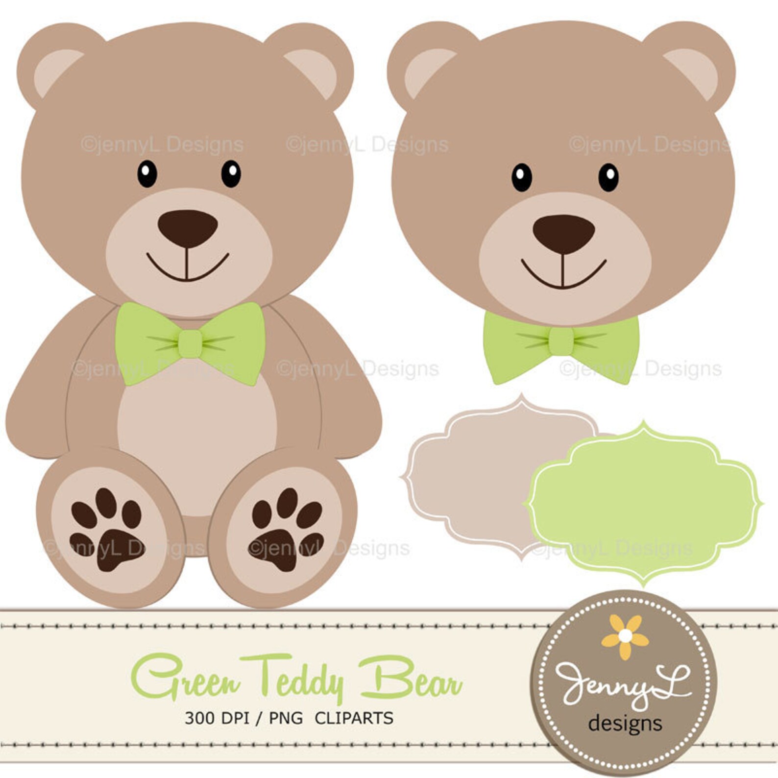 Green Teddy Bear Digital Papers Teddy Bear Clipart Baby - Etsy Norway