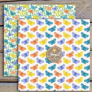 Summer Butterflies Digital Papers and Flowers Floral Clipart SET for ...