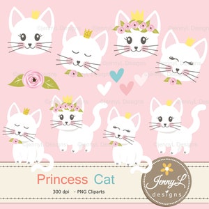Princess Cat Digital Papers and Clipart SET for Digital Scrapbooking ...