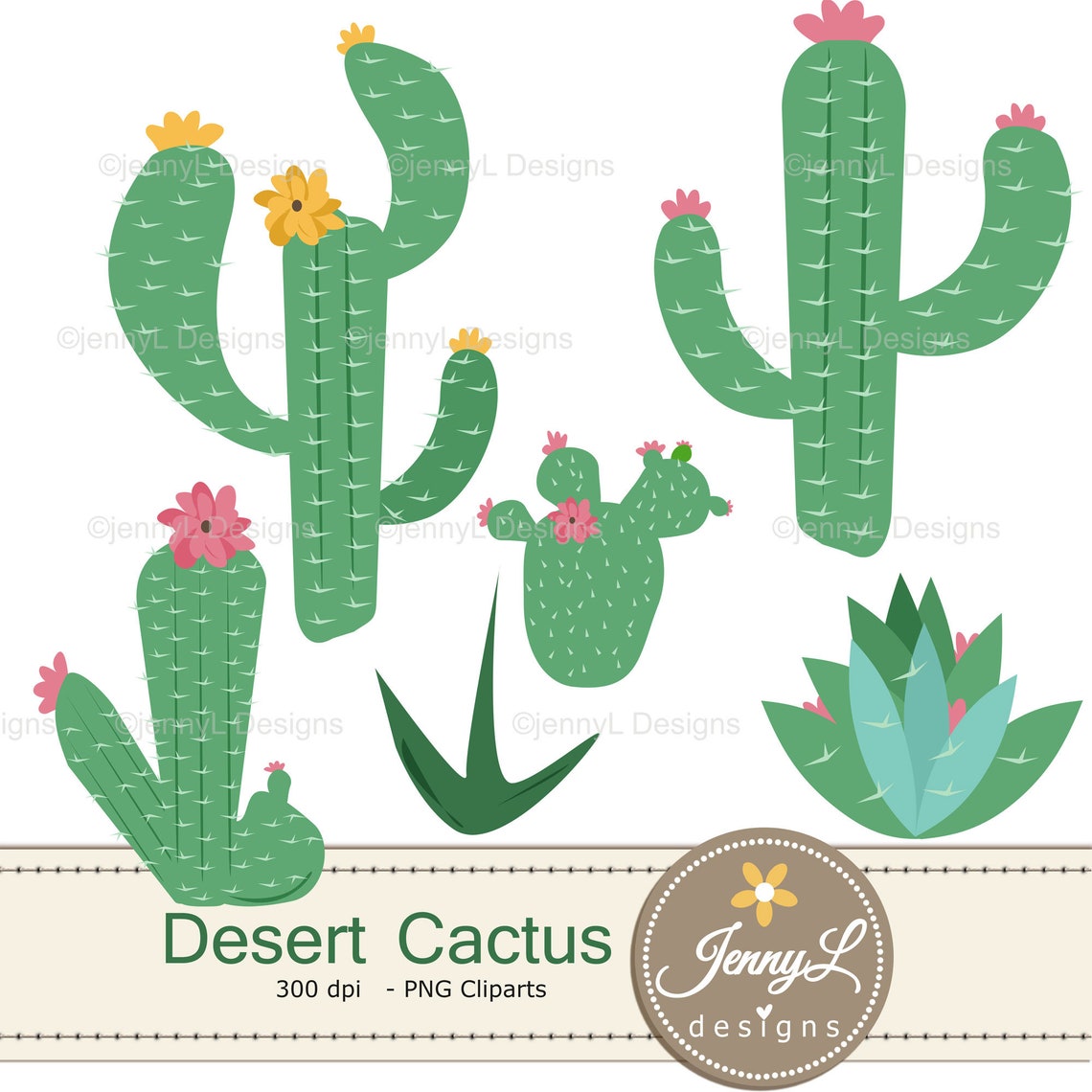 Desert Cactus Digital Paper and Clipart Plant for Birthday - Etsy
