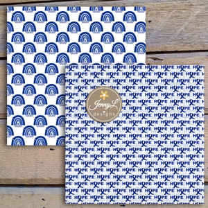 Colon / Colorectal Cancer Awareness Digital Papers, Dark Blue Ribbon ...