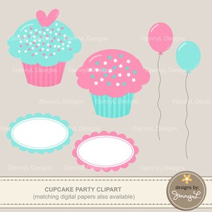 Cupcake Digital Papers and Clipart, Cuppies Birthday Party Scrapbooking ...