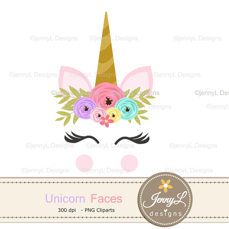 Unicorn Faces Clipart Pastel Unicorn Flower Unicorn Glitter - Etsy Canada
