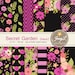 Black Floral Digital Paper, Pink Wedding Flower Paper Digital ...