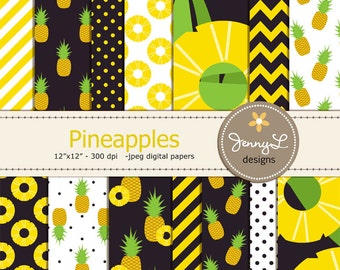 Pineapples Digital Papers and Cliparts Pineapple Slice Aloha | Etsy