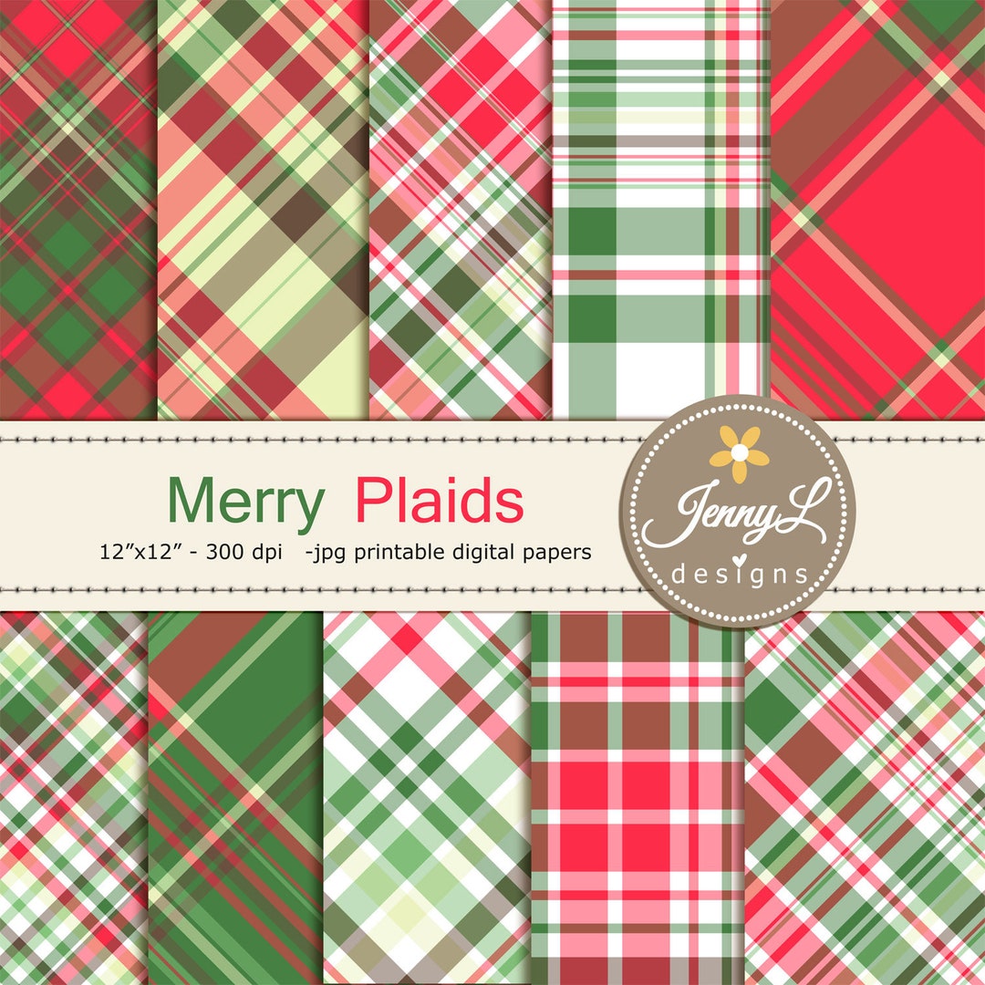 Christmas Plaids Digital Papers, Traditional Christmas Papers, Holiday ...