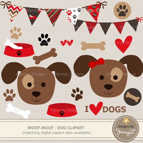 Doodle Dog Clipart Vector Pack Puppy Clipart Pet Clipart | Etsy