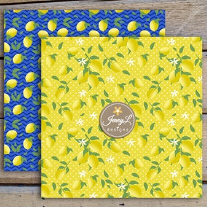 Lemons Digital Papers and Clipart SET for Digital Scrapbooking, Lemon ...