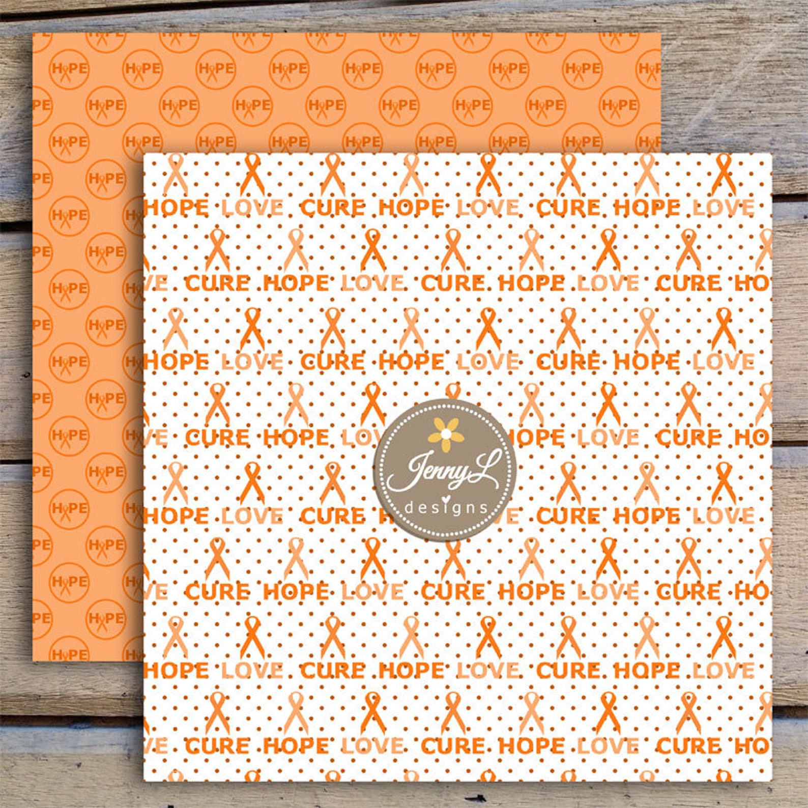 Orange Ribbon Cancer Awareness Digital Papers and Clipart - Etsy