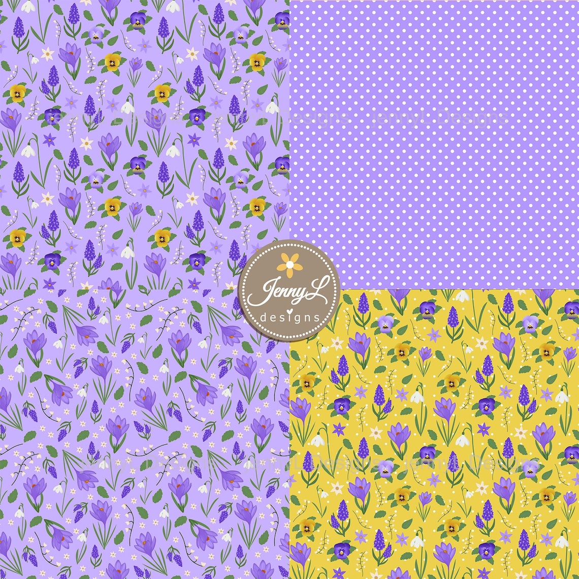 Winter Floral SEAMLESS Printable Digital Papers, Pansies, Snowdrop ...