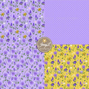 Winter Floral SEAMLESS Printable Digital Papers, Pansies, Snowdrop ...