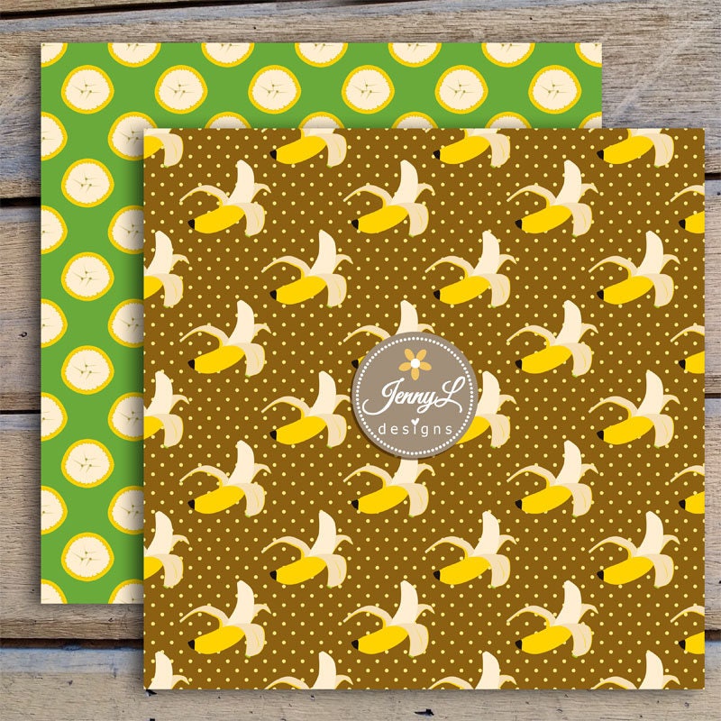 Tropical Bananas Digital Paper and Clipart SET Summer | Etsy