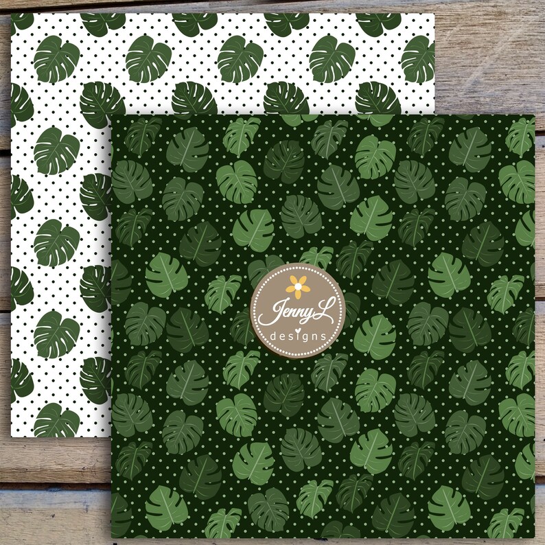 Monstera Leaves Digital Papers and Monstera Plant Clipart SET | Etsy