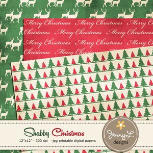 Christmas Digital Paper, Shabby Christmas, Vintage Christmas Papers ...