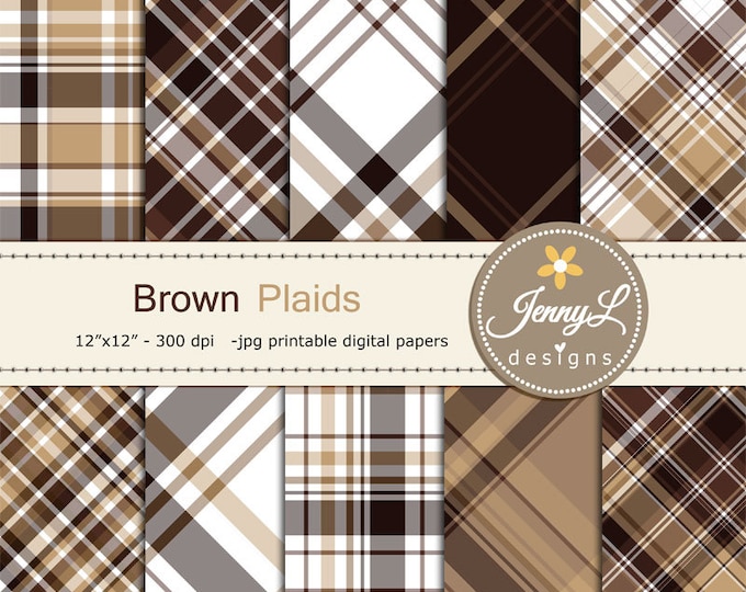 Brown Plaids Digital Papers Beige Tan Caramel Tartan - Etsy
