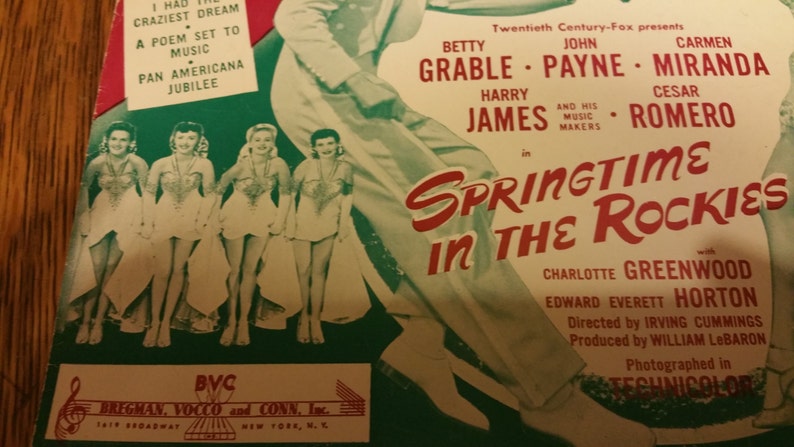 VINTAGE 1937 SHEET MUSIC: I Had the Craziest Dream From - Etsy