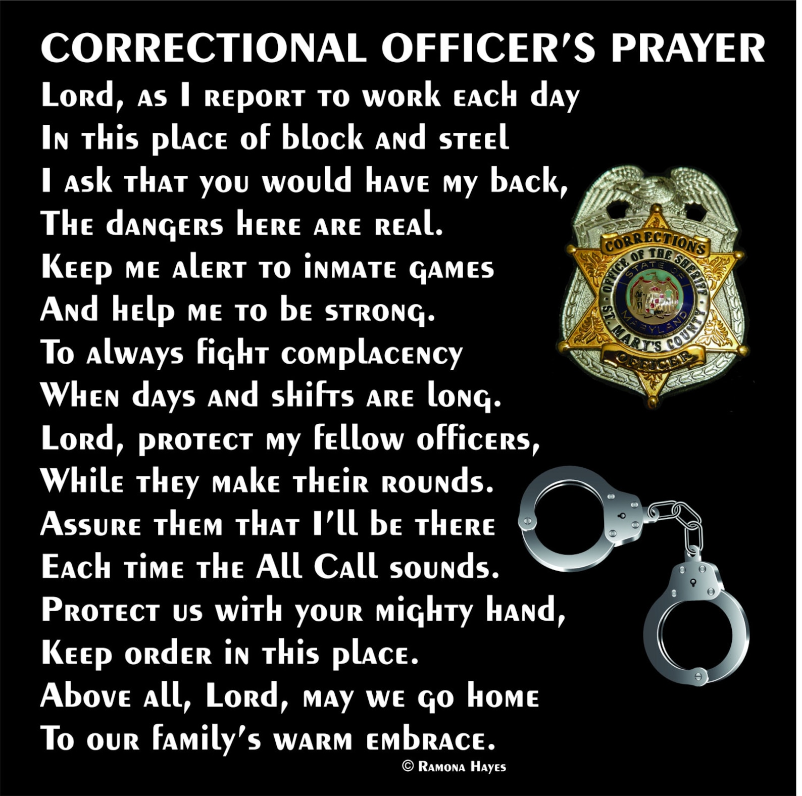 Correctional Officer's Prayer 12x12 C.O. Prayer | Etsy