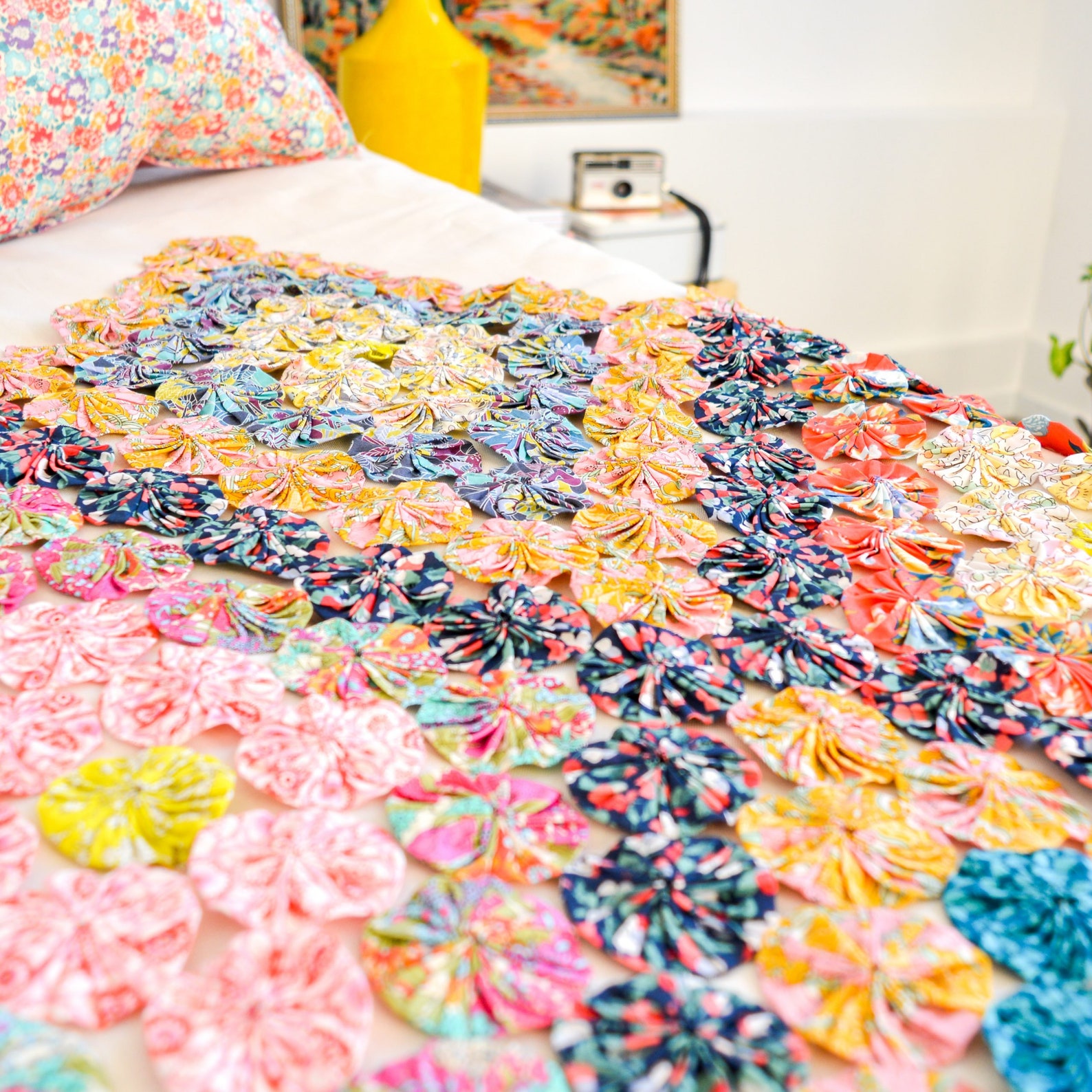 Yoyo Coverlet PDF Quilt Pattern Hand Stitched Yoyos From Liberty ...