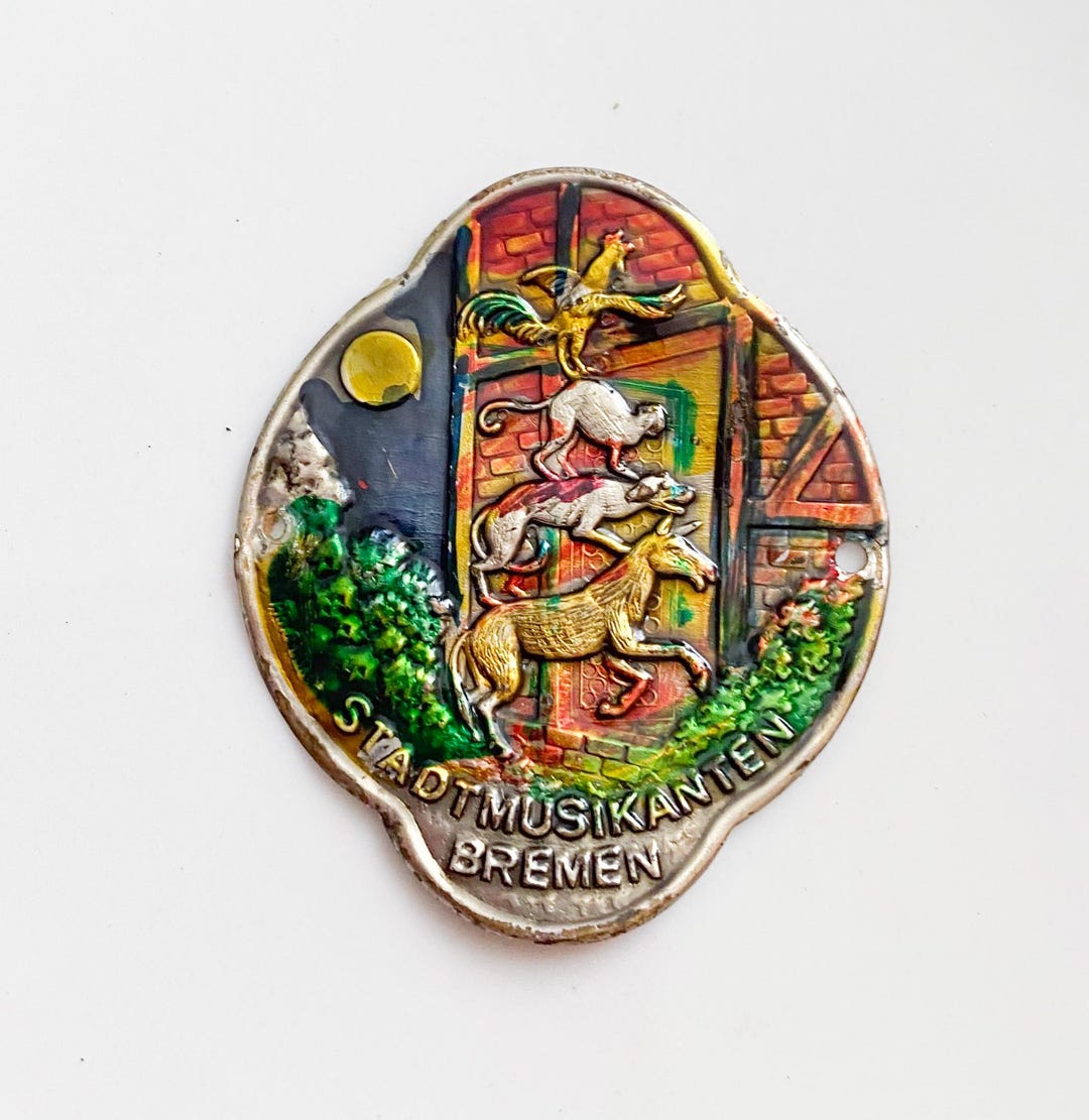 Vintage Bremen Walking Stick Badge, Town Musicians Stocknagel, German ...