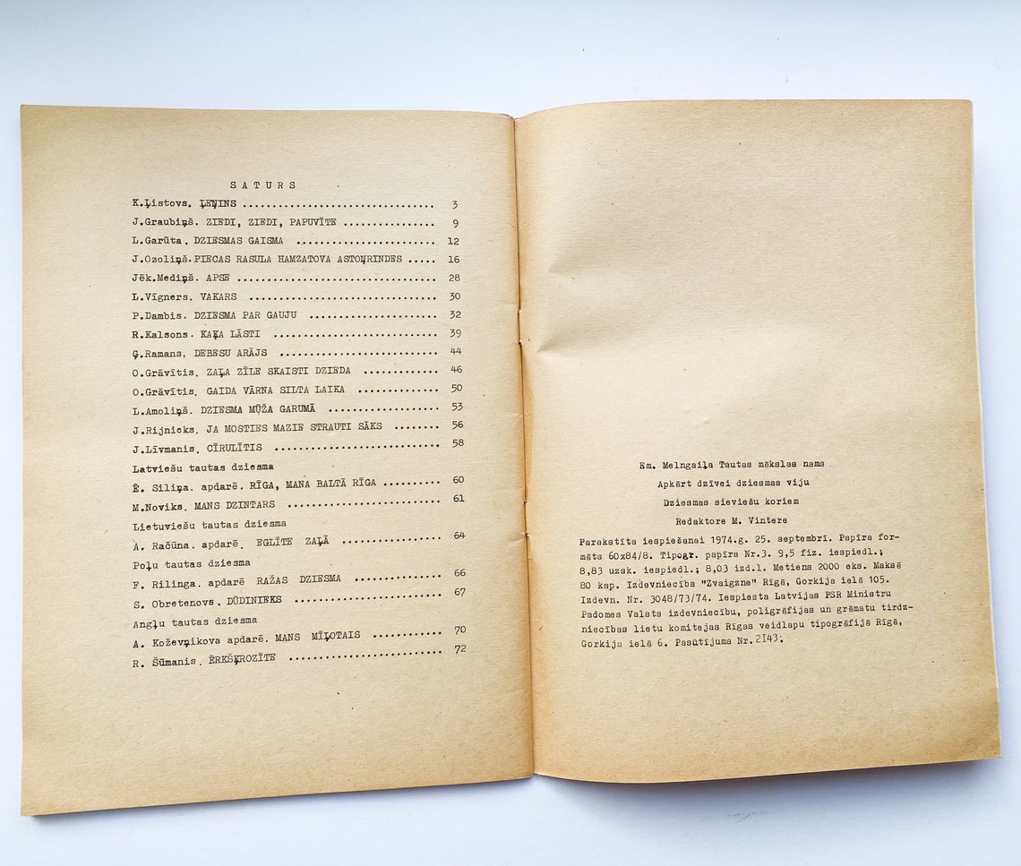 Vintage Antique Music Notes Book, Apkart Dzivei Dziesmas Veju, Latvian ...