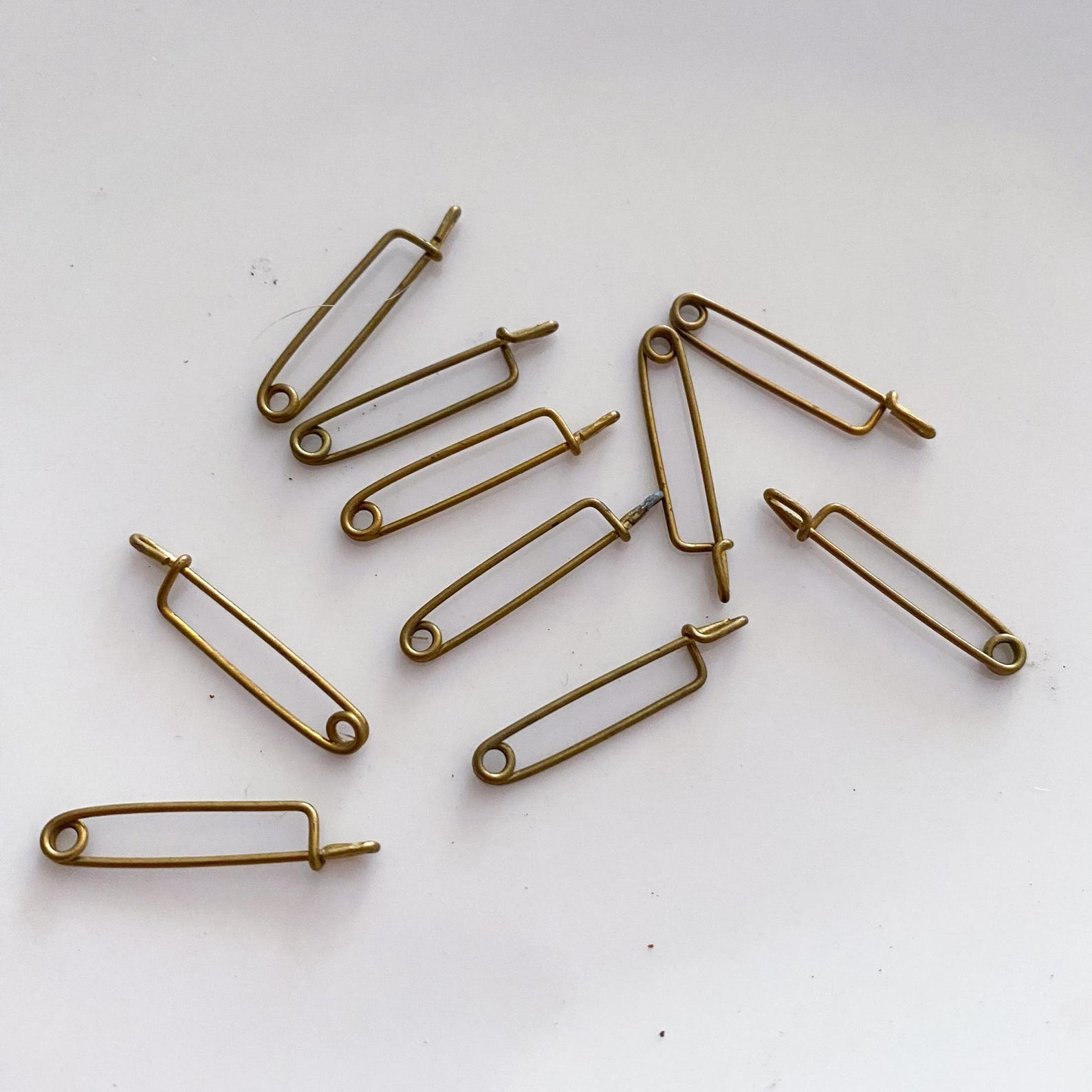 Set of 10 Vintage Brass Brooch Clasps With Original Dark Patina for ...