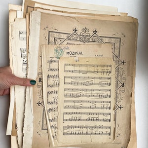 Lot of 25 Vintage Antique Music Pages, Sheets, Paper Ephemera for Art ...