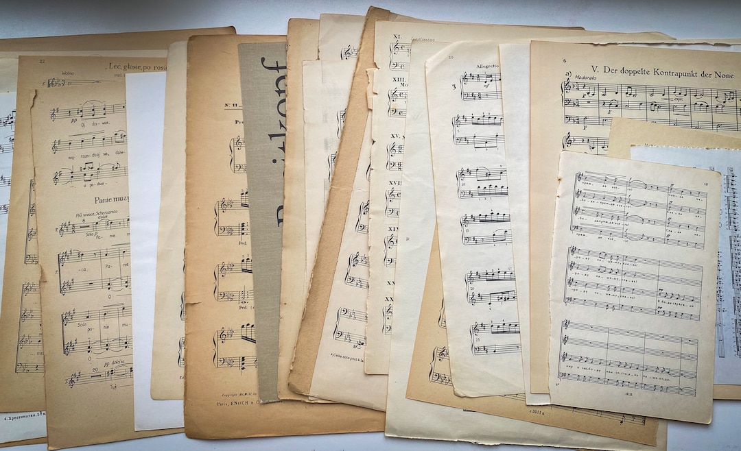 Lot of 25 Vintage Antique Music Pages, Sheets, Paper Ephemera for Art ...