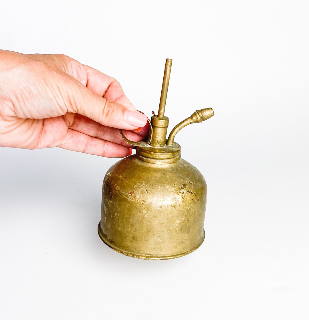 Antique Vintage Brass Pump Oiler, Oil Can With Pump. Country Western ...