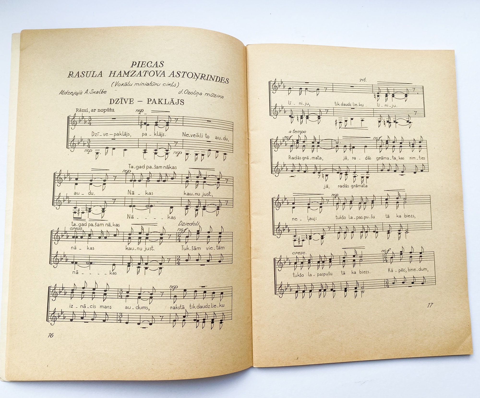 Vintage Antique Music Notes Book, Apkart Dzivei Dziesmas Veju, Latvian ...