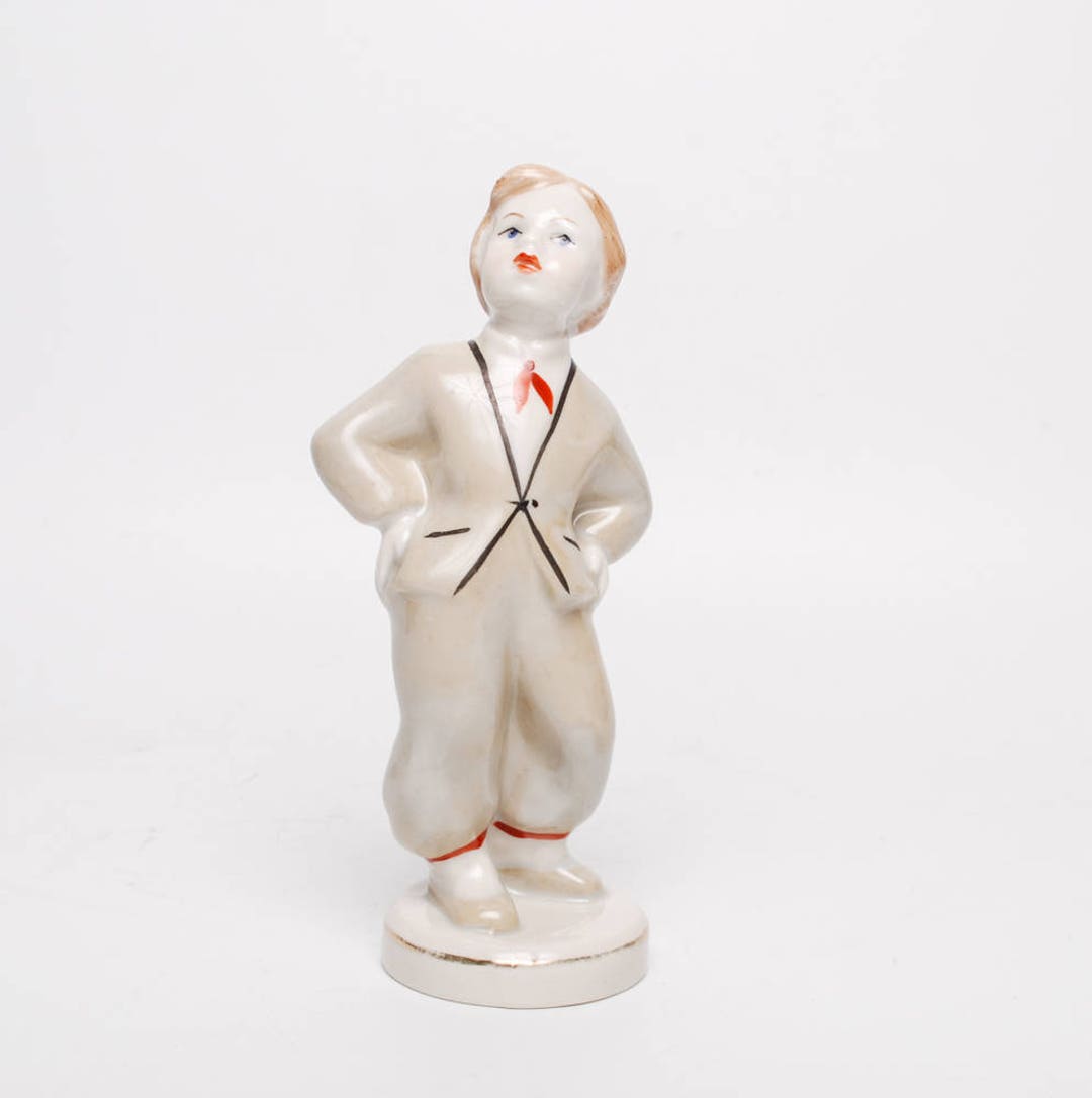 Vintage Small Porcelain Figurine, Statuette, Boy in National Dress ...