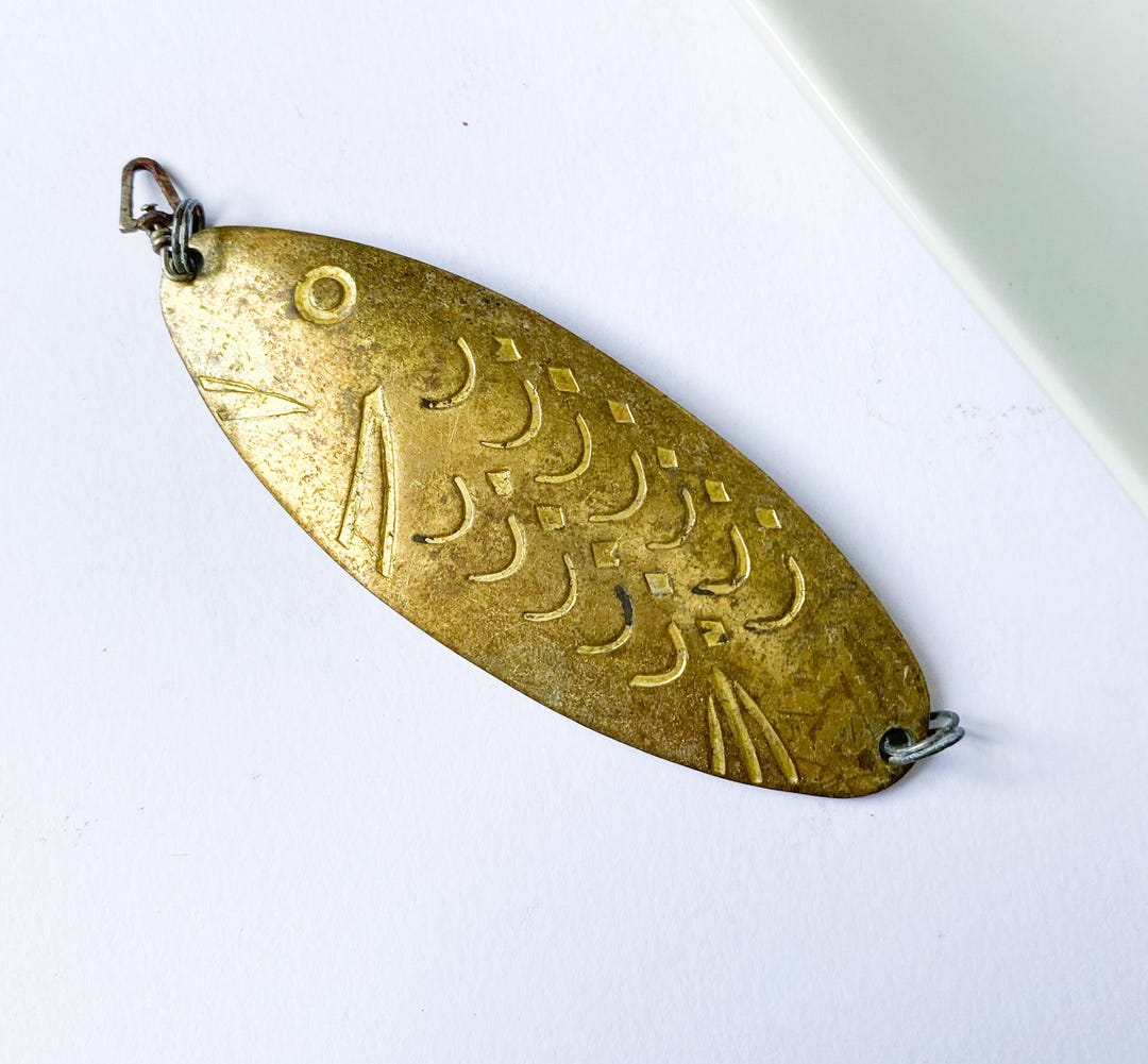 Vintage Fishing Spoon Lure Curved Edge 89 Mm (3.5 In) Solid Brass or ...