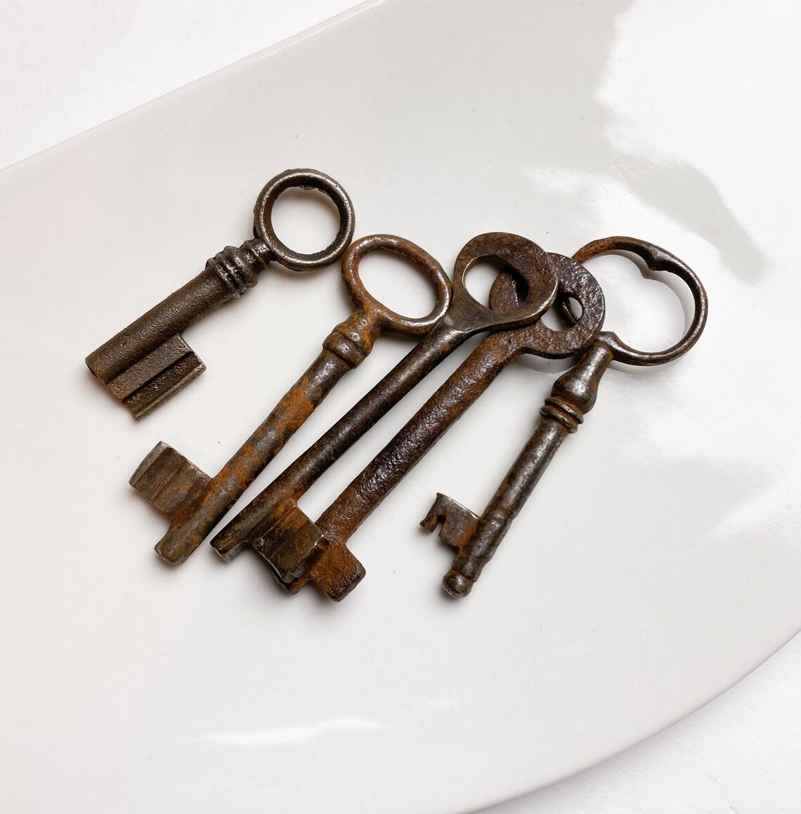 Set of 5 Antique, Vintage, Old Iron Skeleton Keys, Old Rustic Patina ...