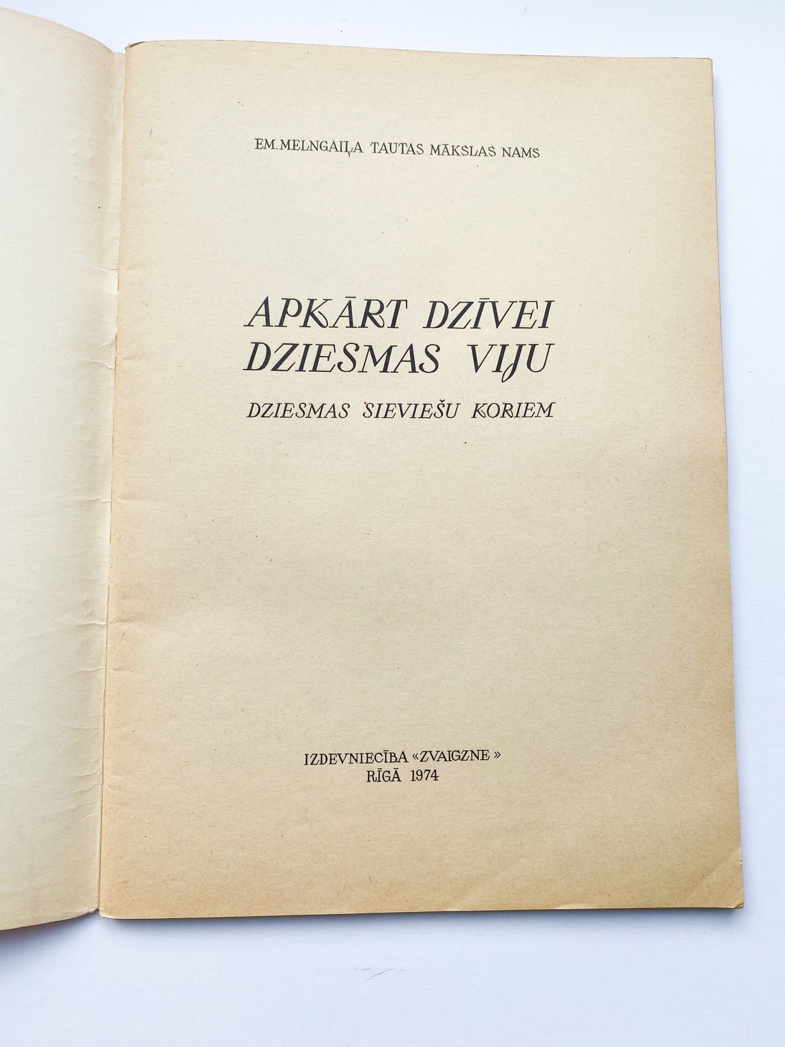 Vintage Antique Music Notes Book, Apkart Dzivei Dziesmas Veju, Latvian ...
