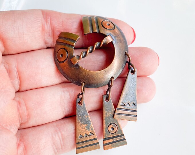 Antique, Vintage Ethnic Style Brooch With Charms and Folk Pattern, Folk ...