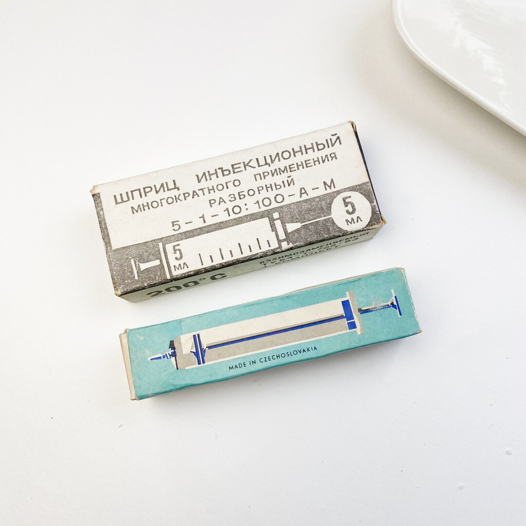 January SALE. Set of 2 Vintage Medical Glass Syringe 5 Ml, Reusable ...