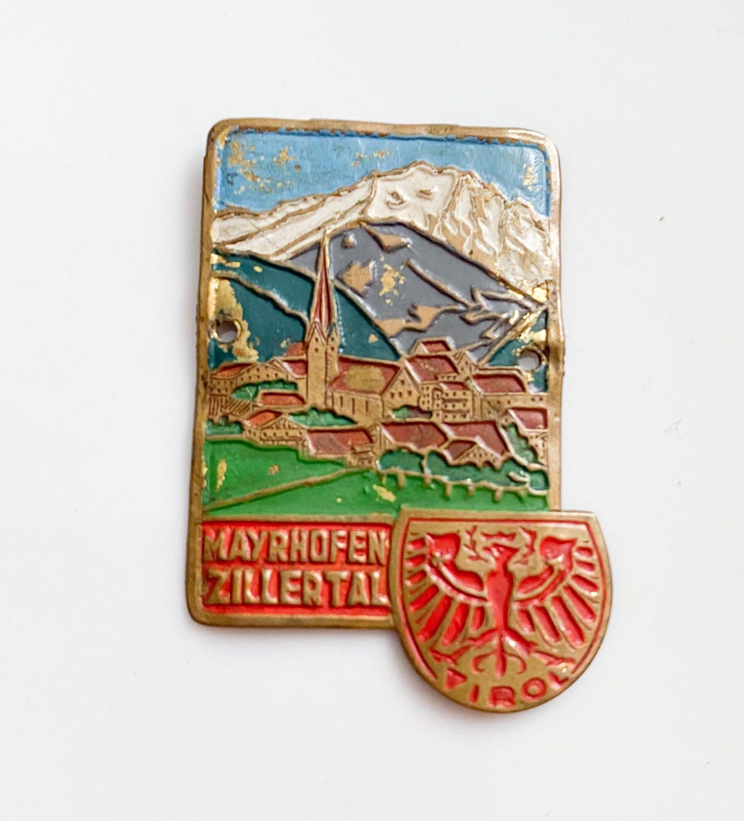 Vintage Mayrhofen Zillertal Walking Stick Badge, Austrian Alps Souvenir ...