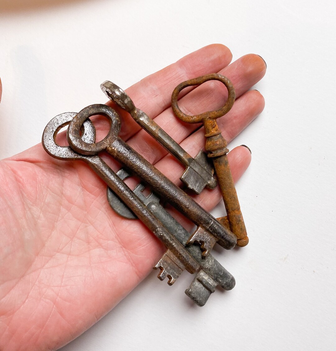 Set of 5 Antique, Vintage, Old Iron Skeleton Keys, Old Rustic Patina ...