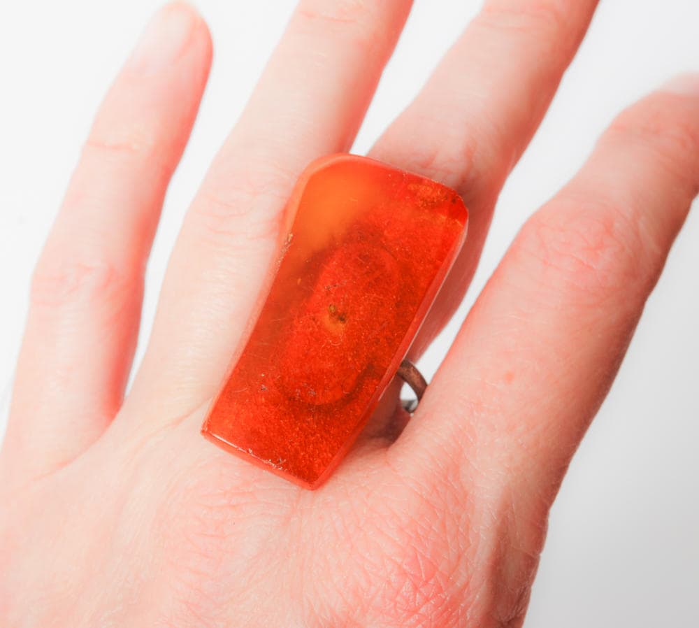 Vintage Metal Ring With Large Big Genuine Natural Baltic | Etsy