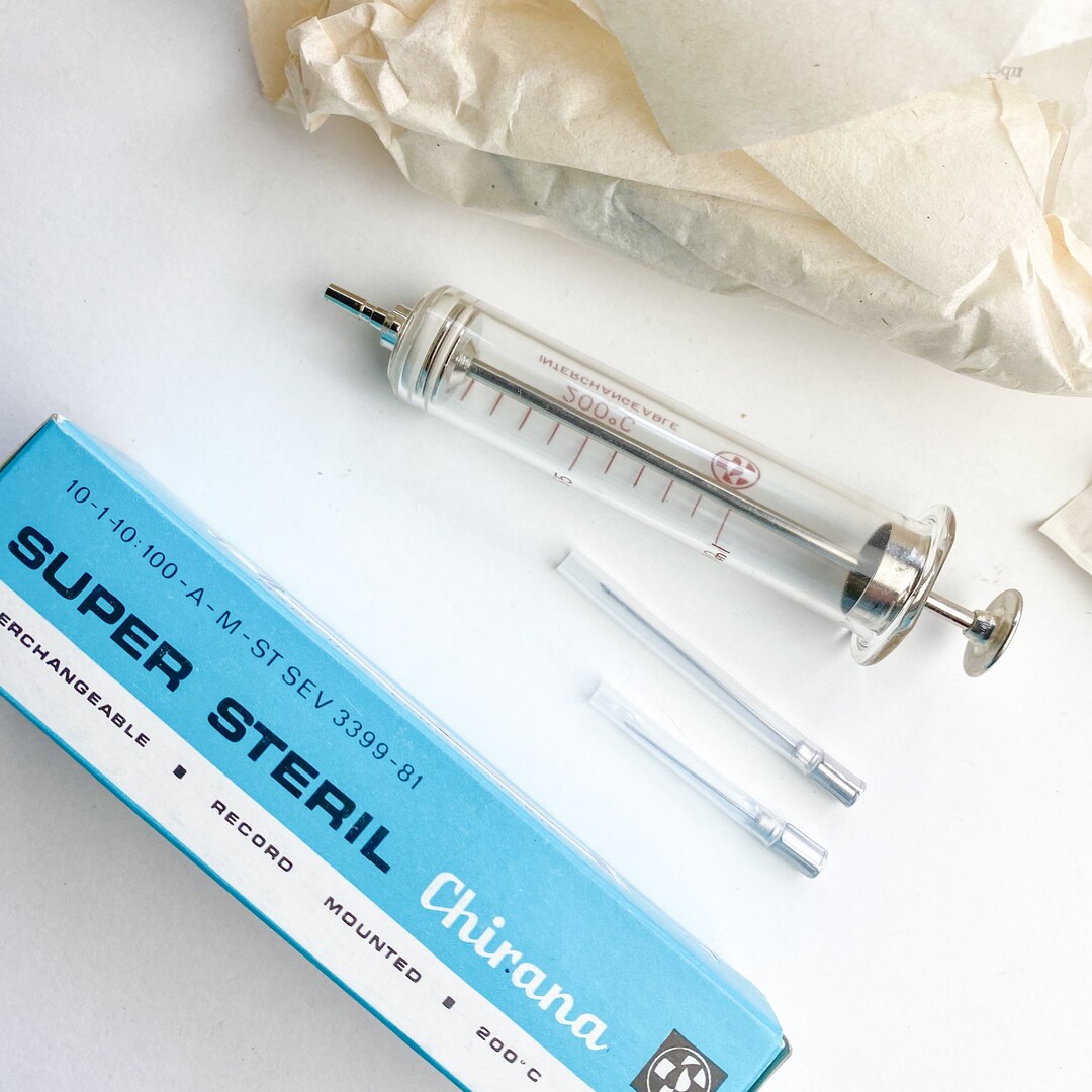 Vintage Medical Glass Syringe 10 Ml, Super Steril Chirana Glass Syringe ...