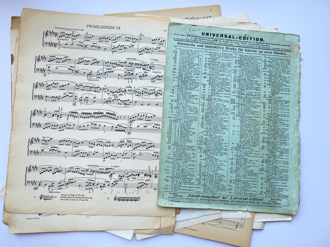 Lot of 25 Vintage Antique Music Pages, Sheets, Paper Ephemera for Art ...