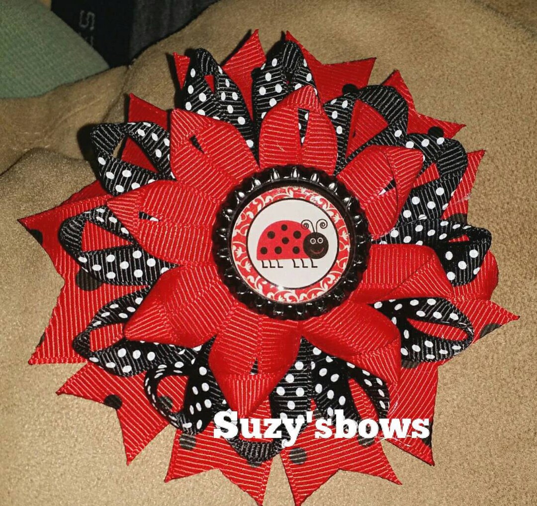 Ladybug Loopy Boutique Bottle Cap Hairbow - Etsy
