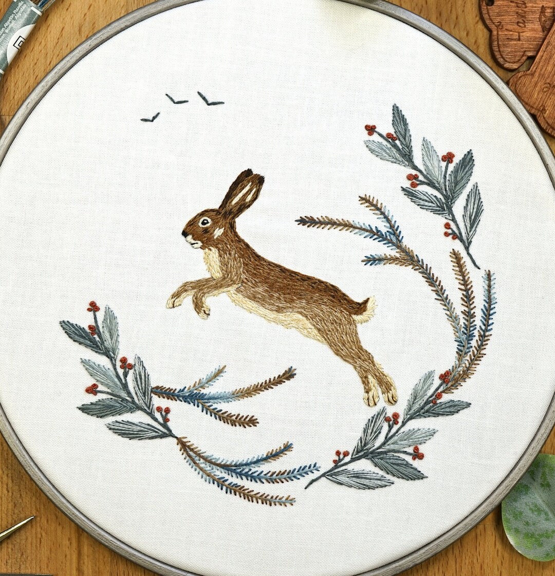 Hare Embroidery Pattern Pdf, Bunny Rabbit Needlepainting Pattern Photo ...
