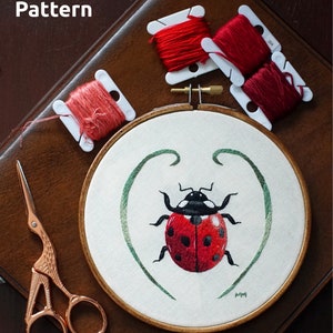 Ladybird Embroidery Pattern, Needle Painting Tutorial, Hoop Art (PDF ...