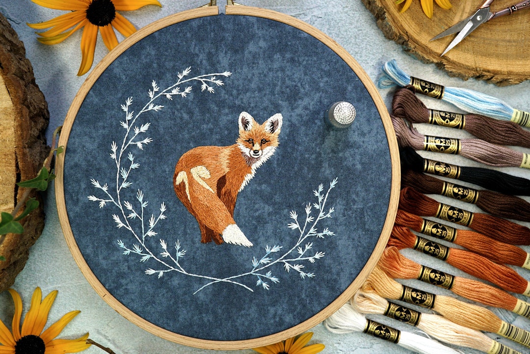 Fox Thread Painting Embroidery Pattern Needlepainting Video & - Etsy